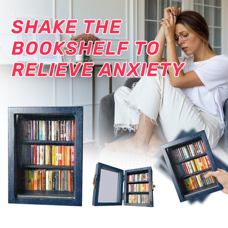 Shake Away Anxiety Bookshelf Mini Anti-Anxiety Bookshelf Ornament For ...
