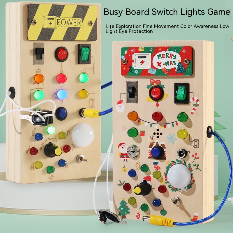 Children's Wooden Busy Board Switch Lights Circuit Board - CJdropshipping