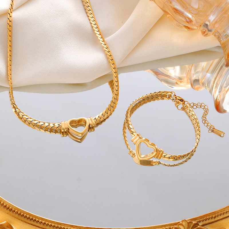 Personalized Love Chain Necklace Bracelet For Women Fashion Titanium ...