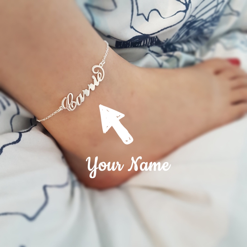 Summer Personalized Custom Name Anklets For Women Stainless Steel Cable ...