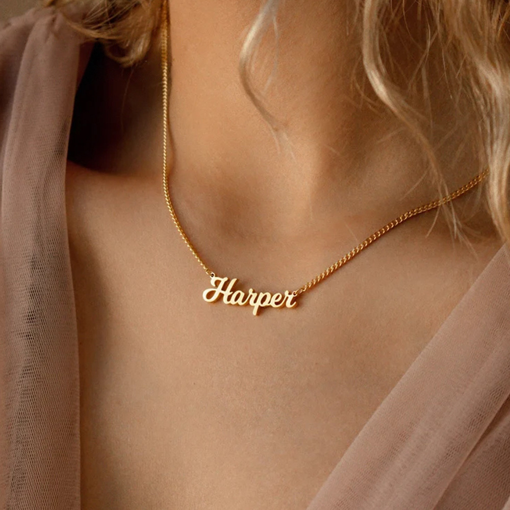 Minimally Gold Plated Collarbone Chain Custom Name Necklace ...